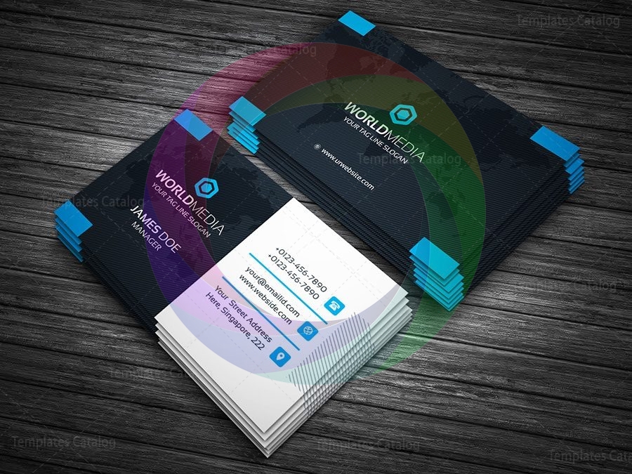 Business Card Template with World Map · Graphic Yard | Graphic ...