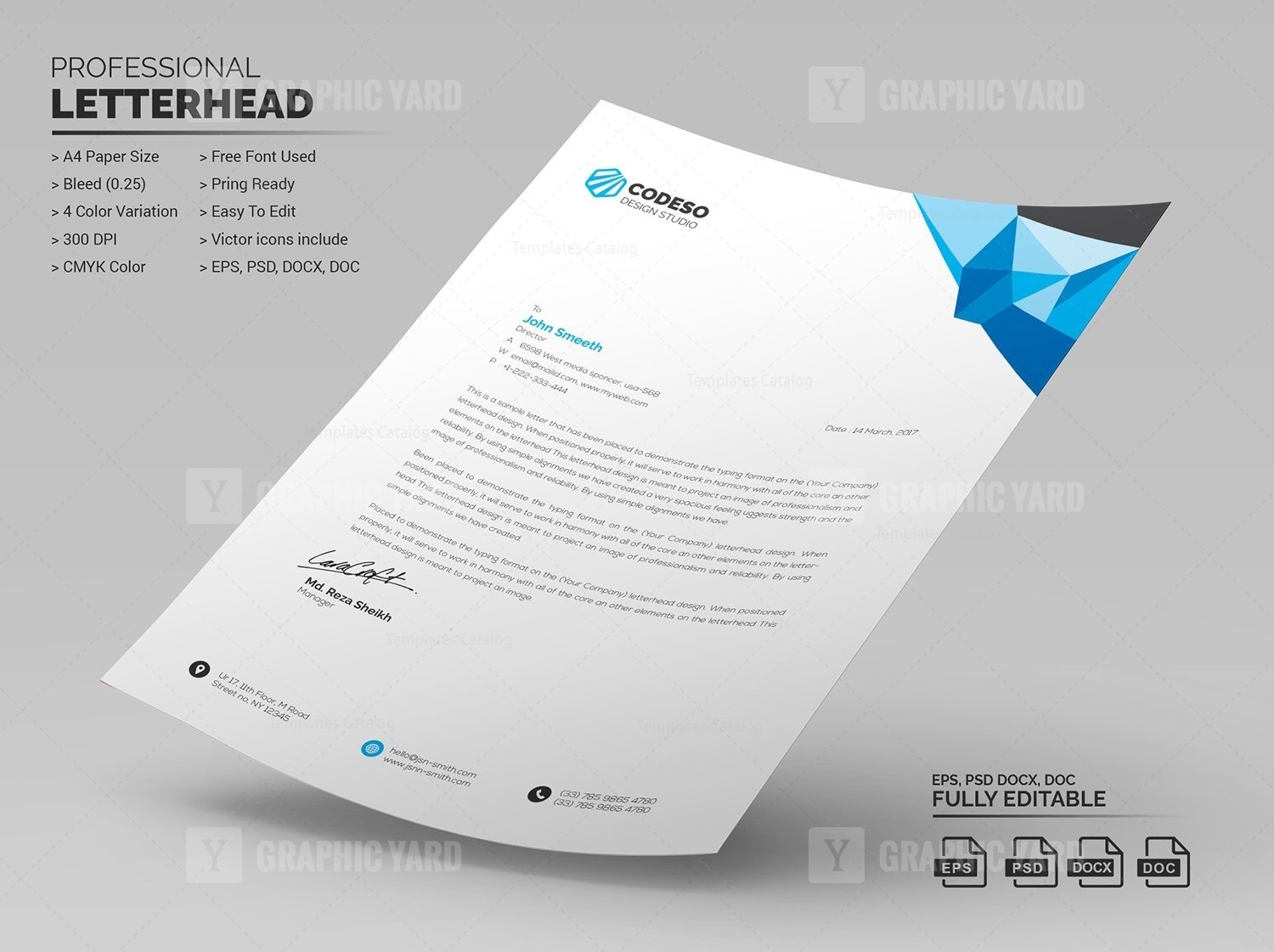 Clean Letterhead Design · Graphic Yard | Graphic Templates Store