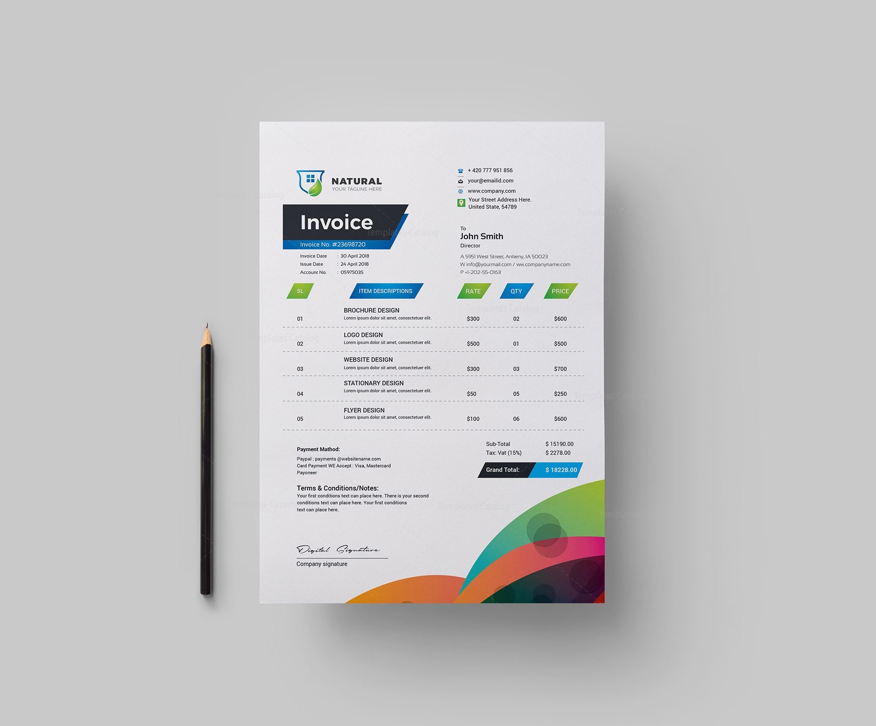 Colorful Creative Invoice Design Template · Graphic Yard | Graphic ...