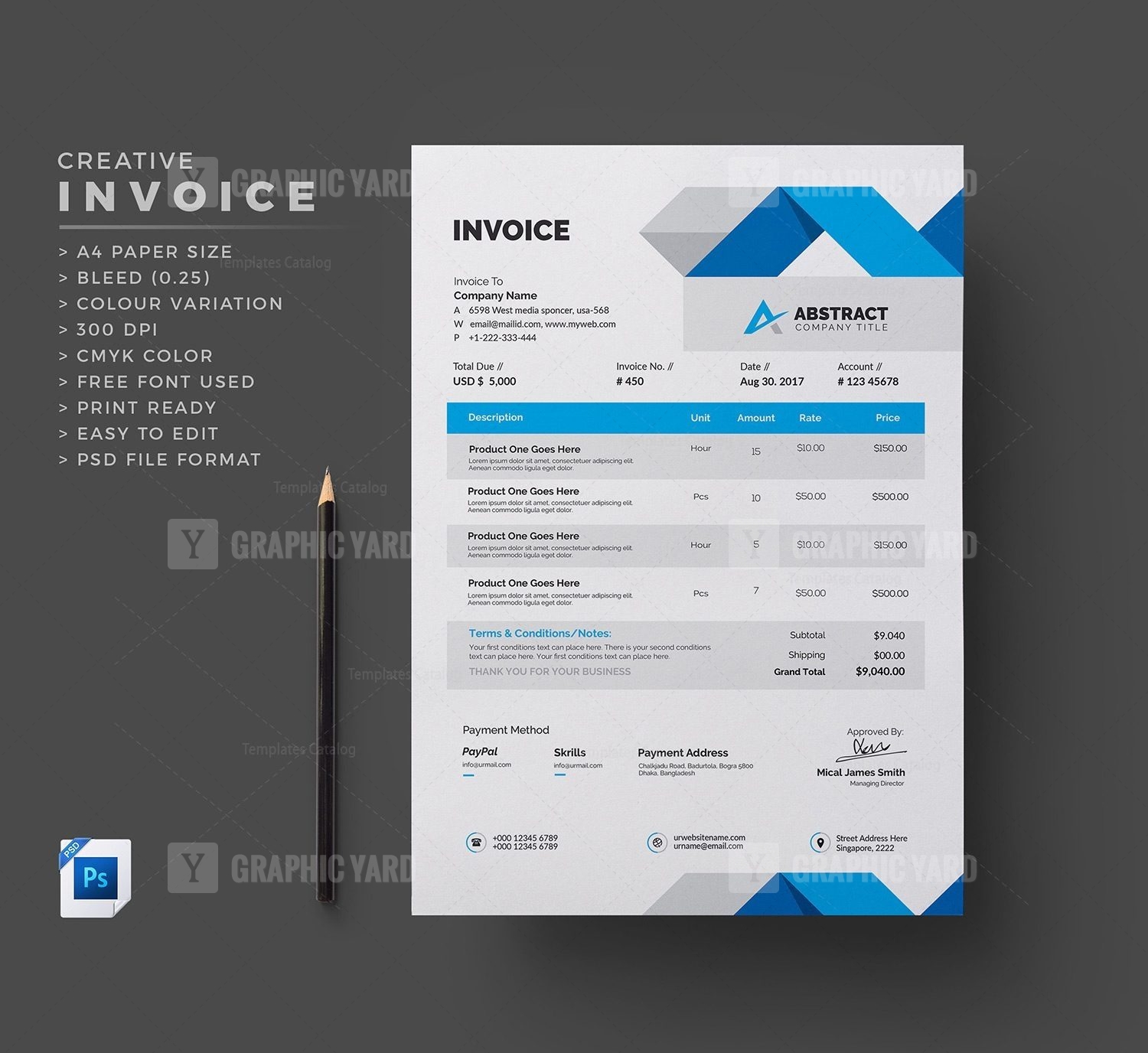 Company Invoice Template · Graphic Yard | Graphic Templates Store