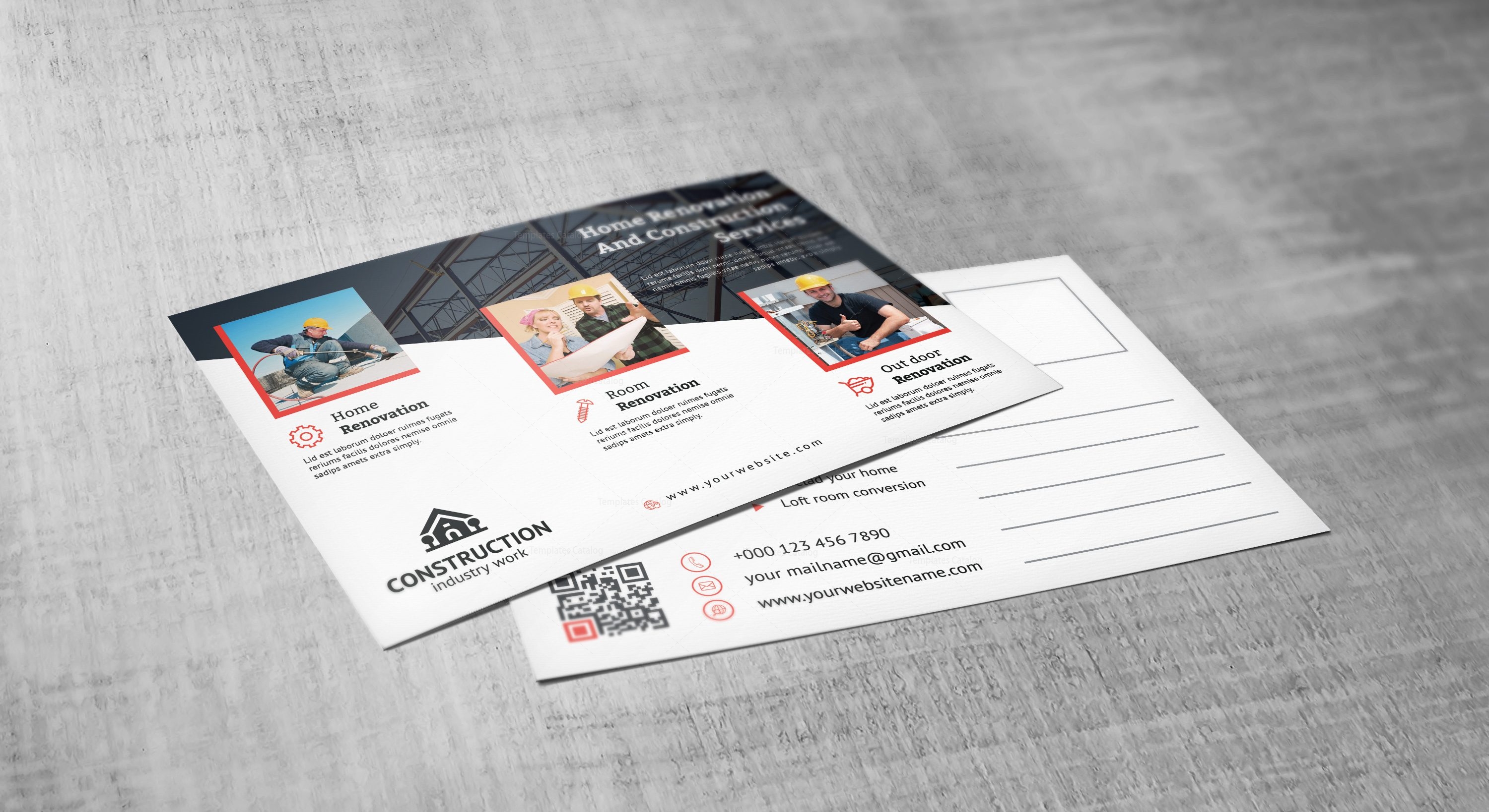 Creative Construction Postcard Design Template · Graphic Yard | Graphic ...