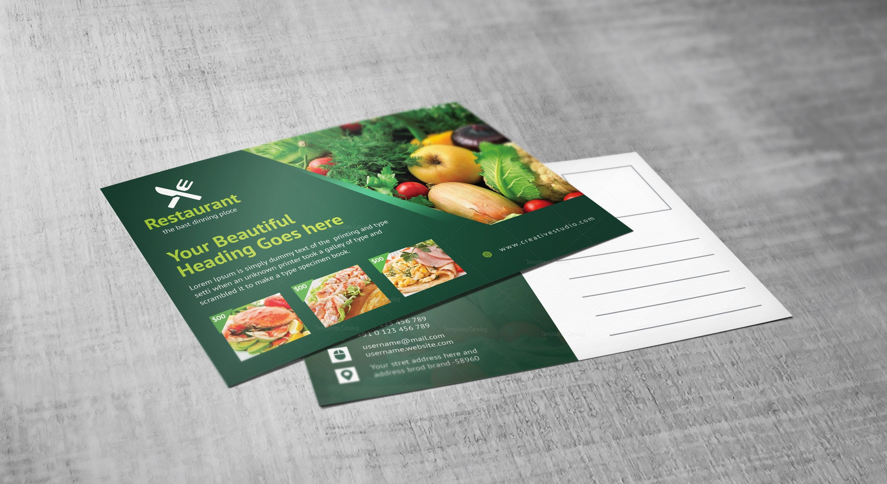 Creative Restaurant Postcard Design Template · Graphic Yard | Graphic ...