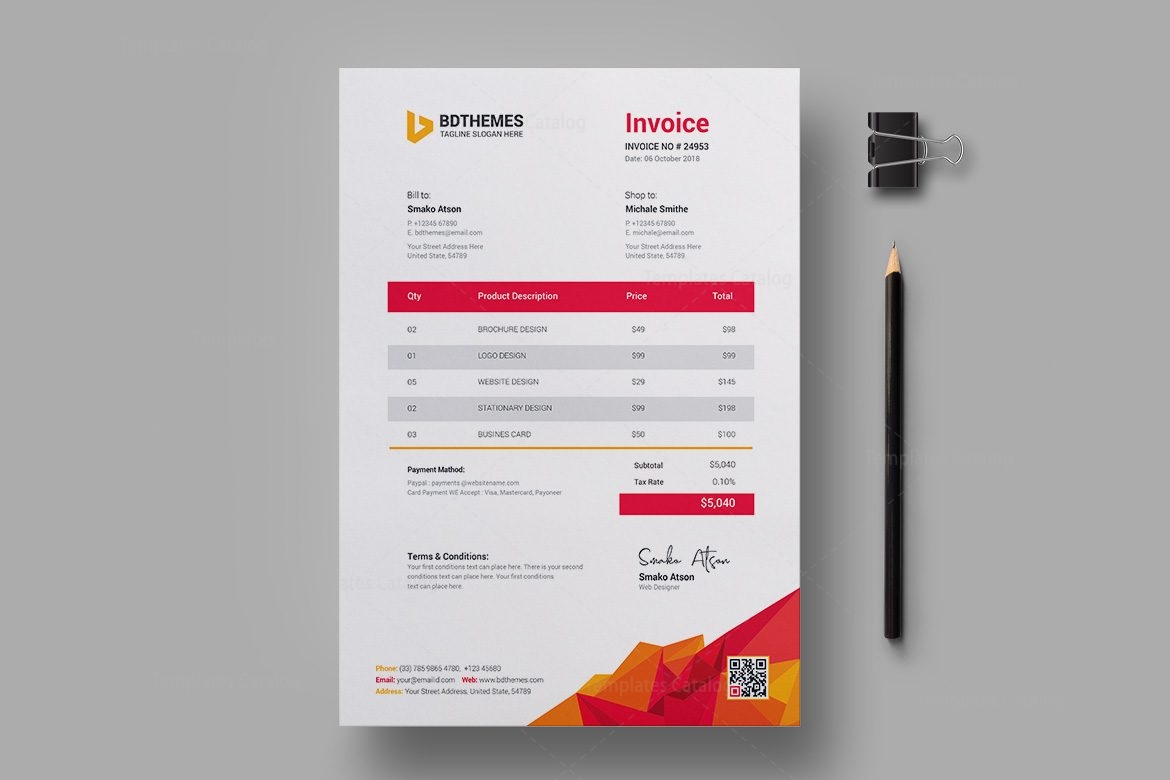 Education Invoice Design Template · Graphic Yard | Graphic Templates Store
