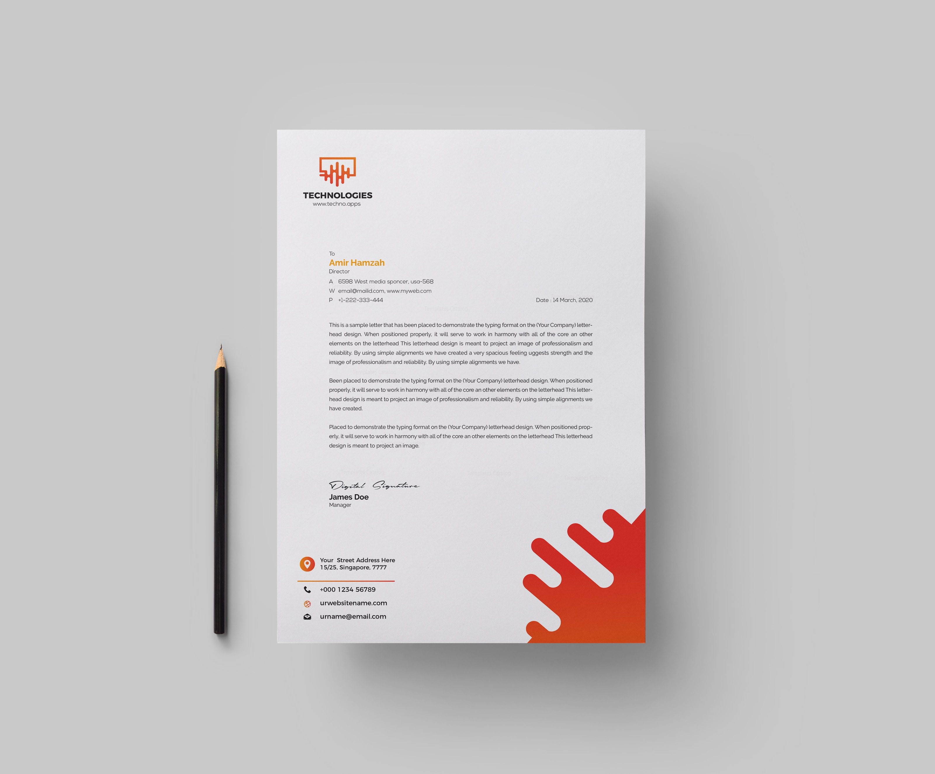 Electronic Professional Corporate Letterhead Template · Graphic Yard ...