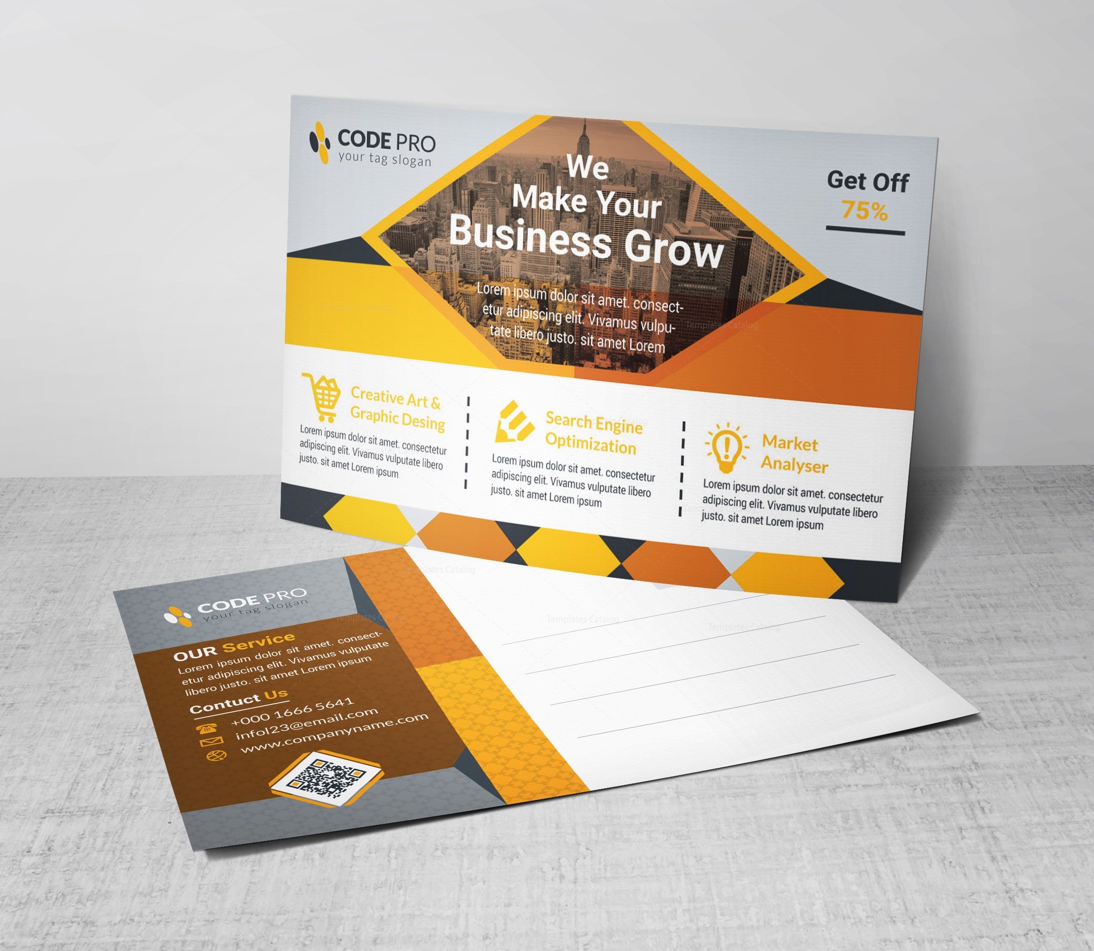 EPS Stylish Postcard Design Template · Graphic Yard | Graphic Templates ...