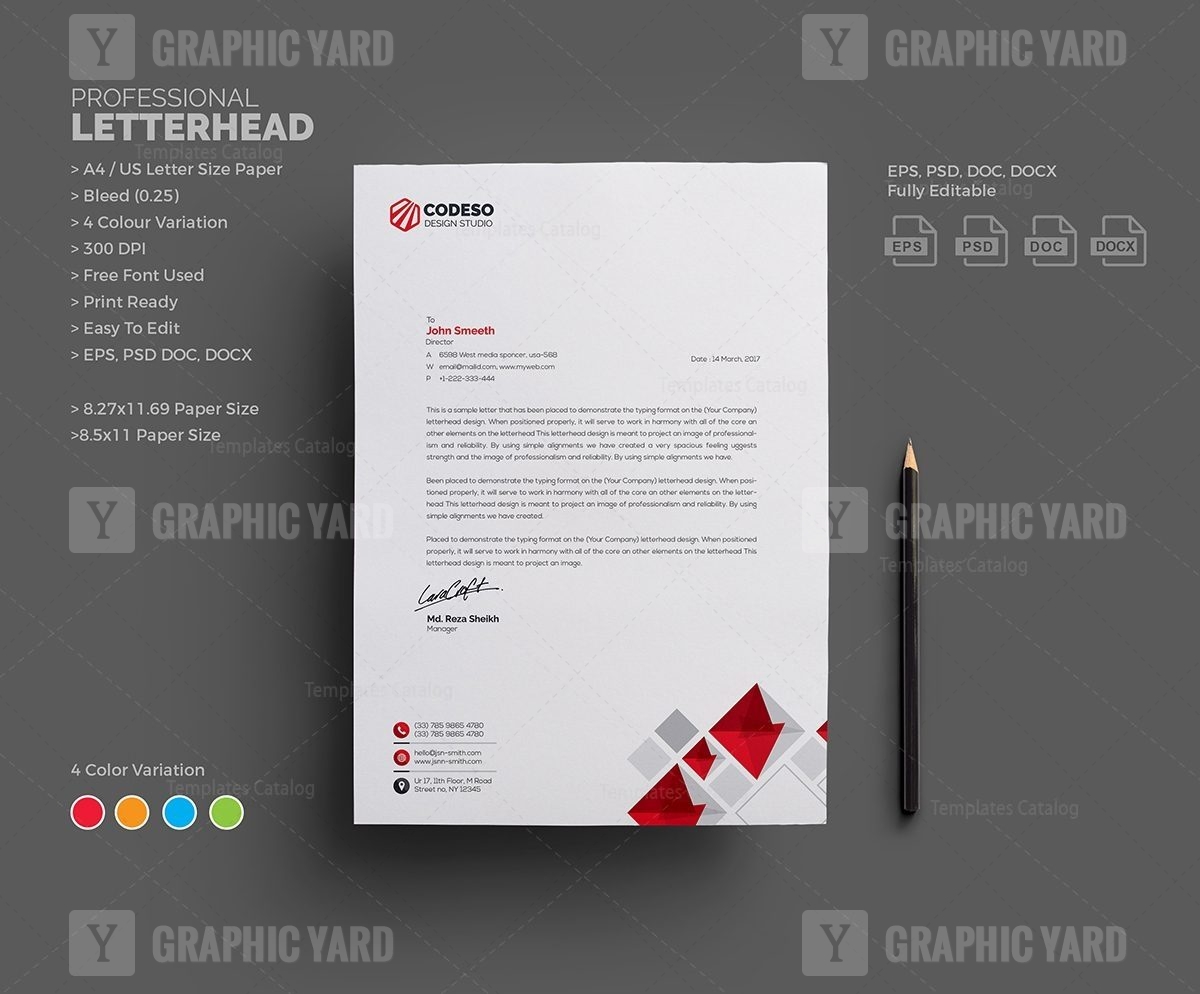 Fully Editable Letterhead Template · Graphic Yard | Graphic Templates Store