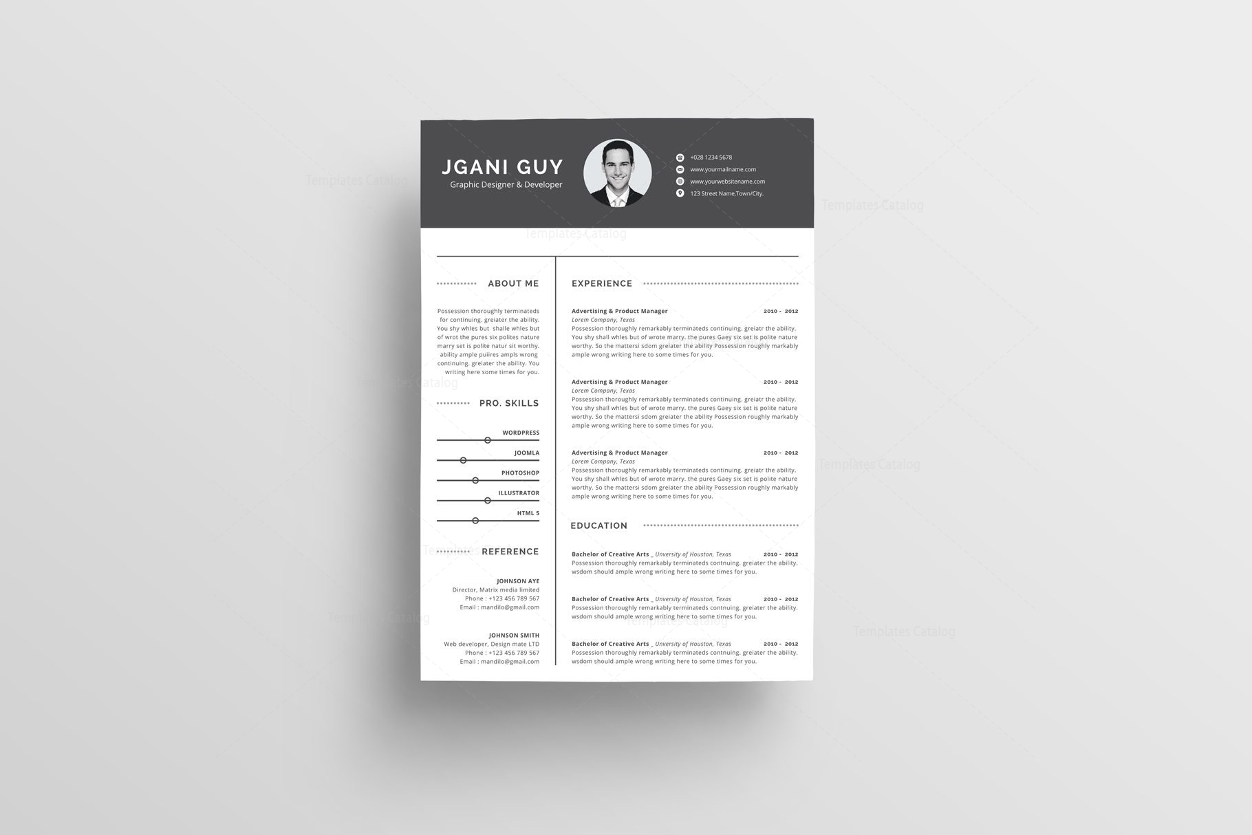 Minimal Curriculum Vitae Template · Graphic Yard | Graphic Templates Store