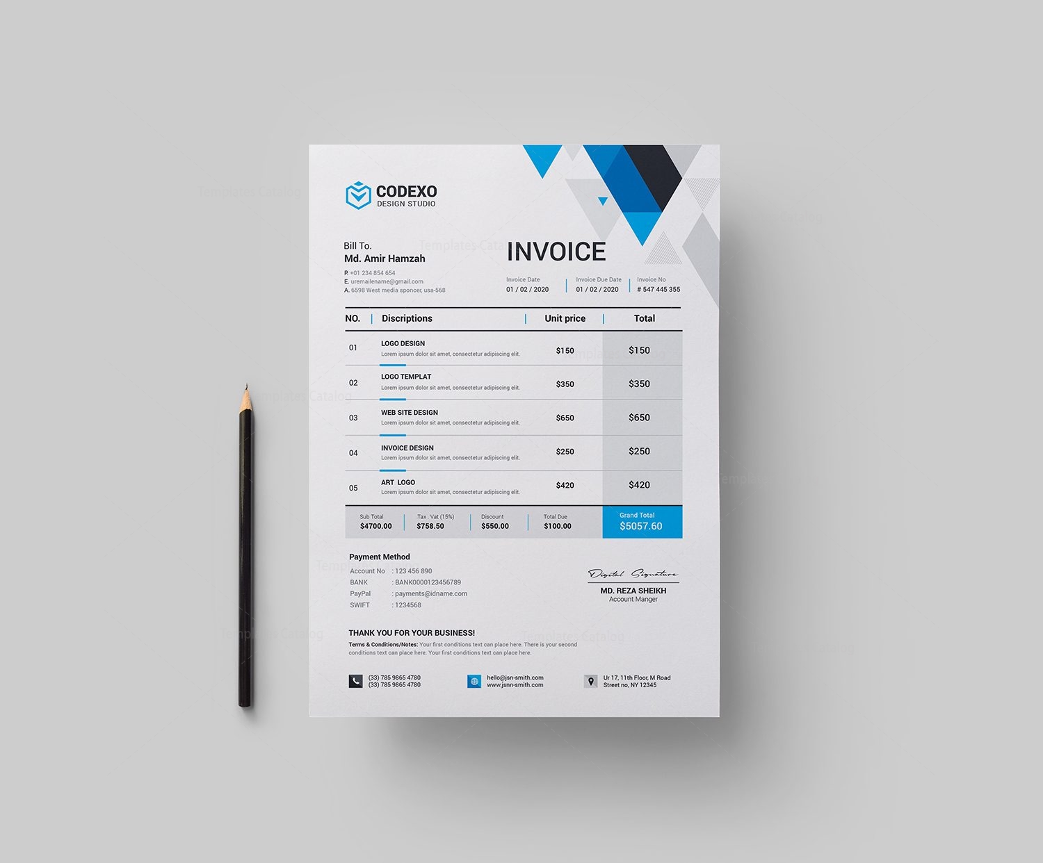 Paris Professional Corporate Invoice Template · Graphic Yard | Graphic ...