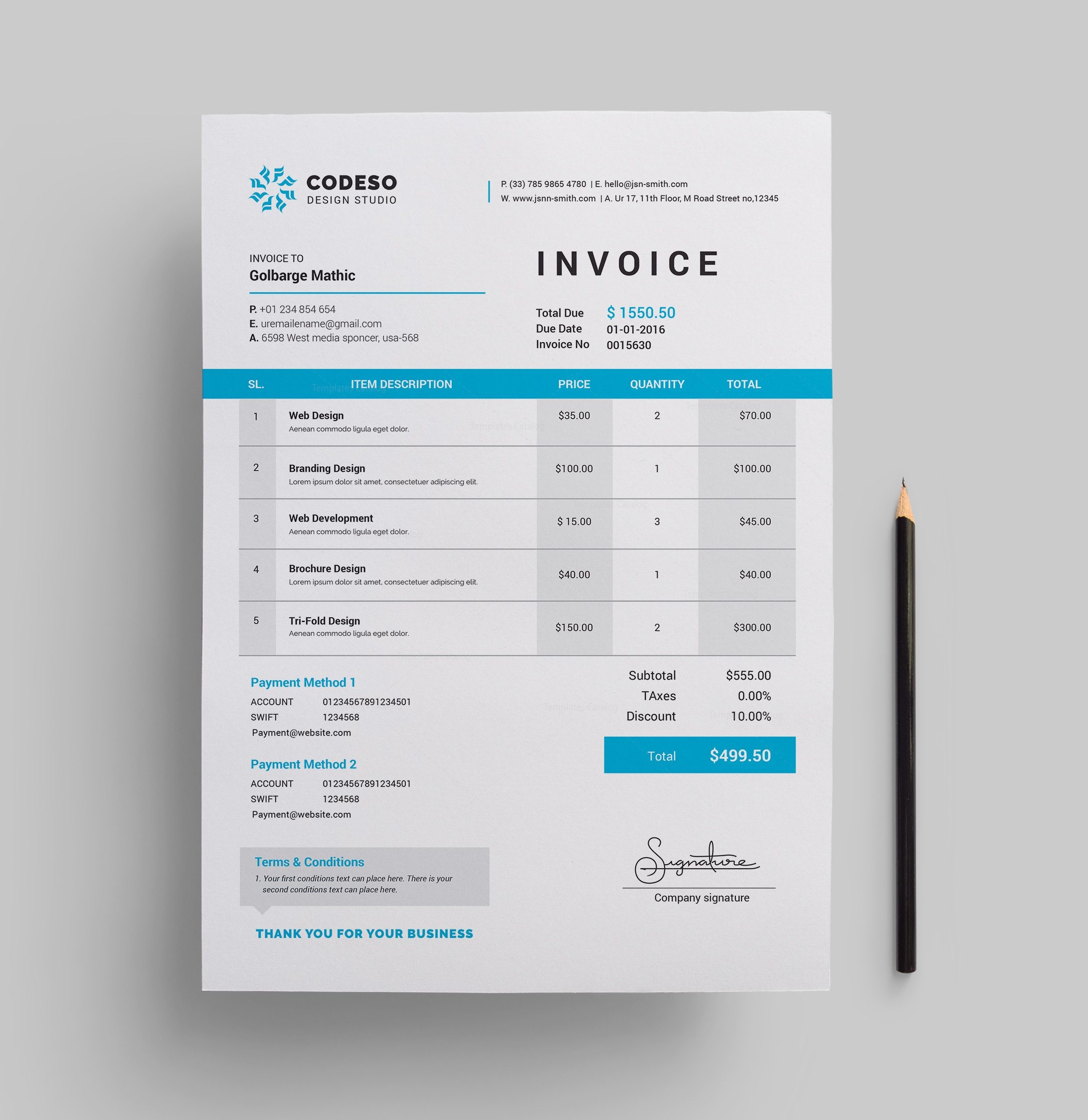 Pro Company Invoice · Graphic Yard | Graphic Templates Store
