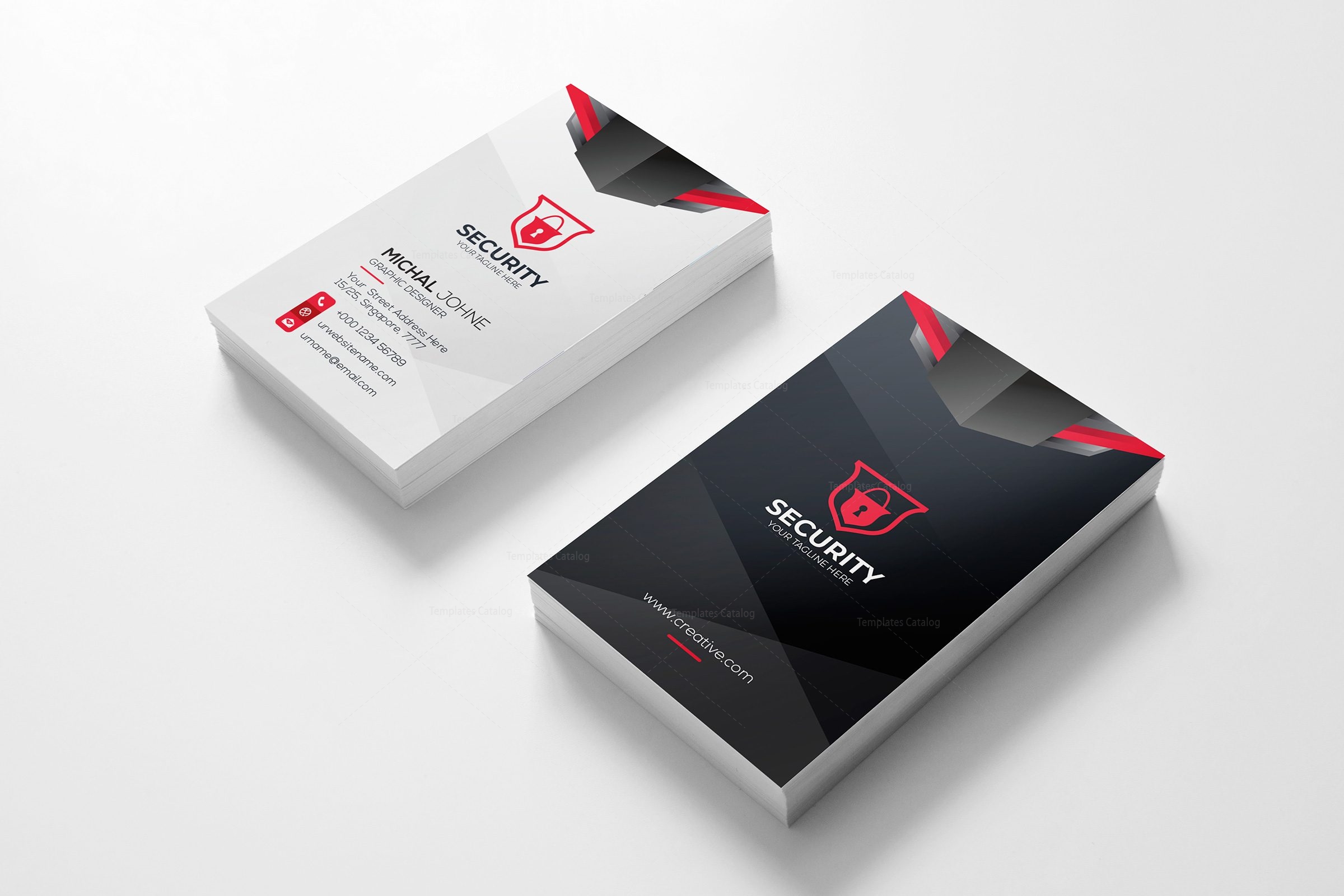 Security Company Vertical Business Card Design Template · Graphic Yard ...