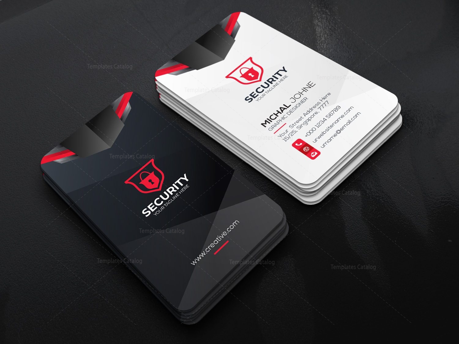 Security Company Vertical Business Card Design Template · Graphic Yard ...