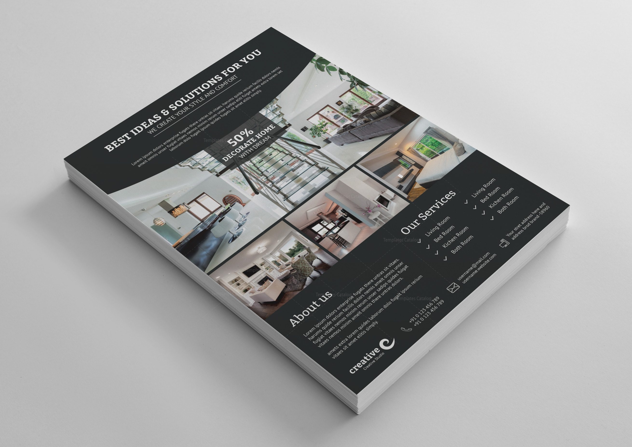 Stylish Interior Design Flyer Template · Graphic Yard | Graphic ...