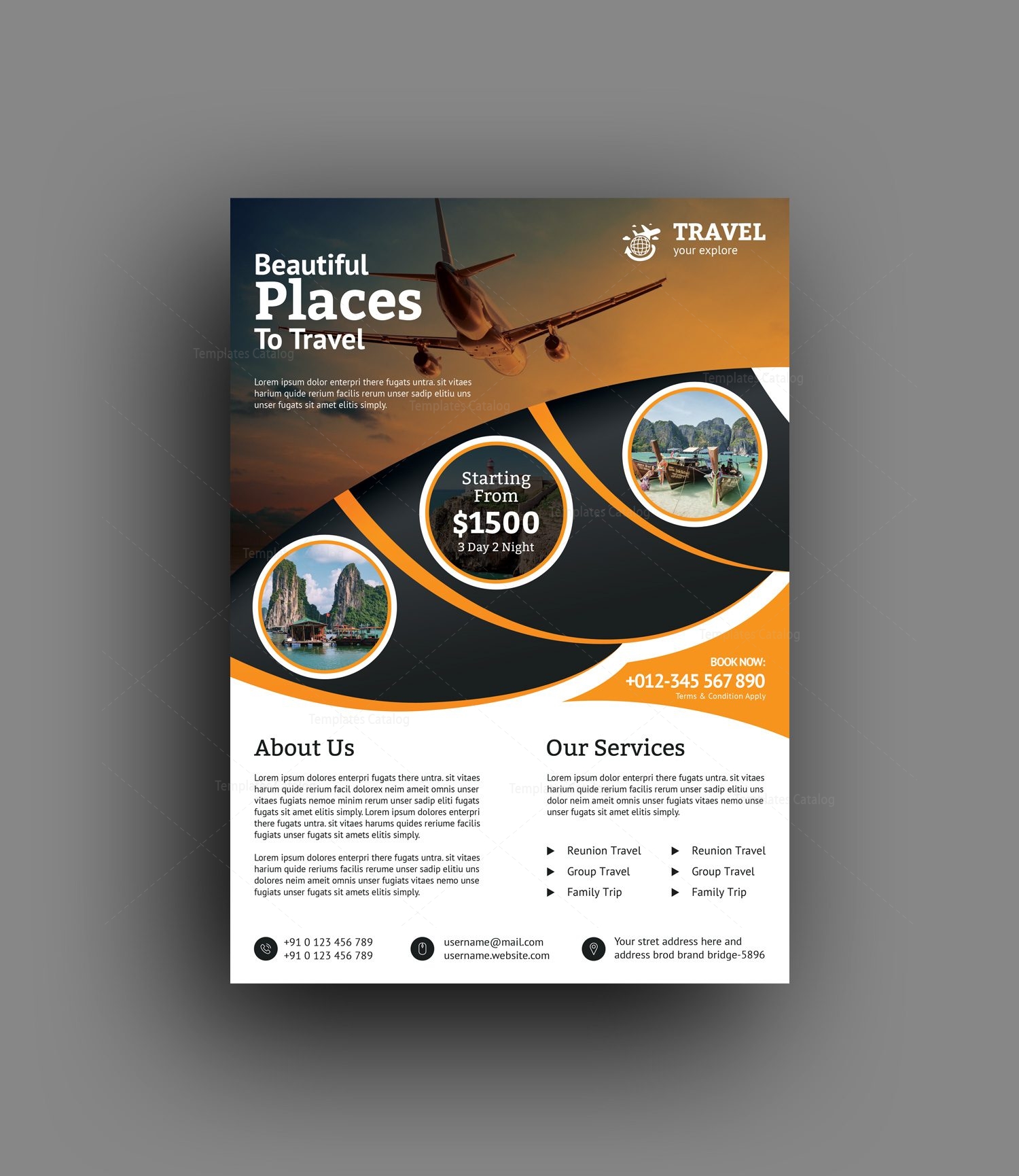 Versatile Travel Agency Flyer Design Template · Graphic Yard | Graphic ...