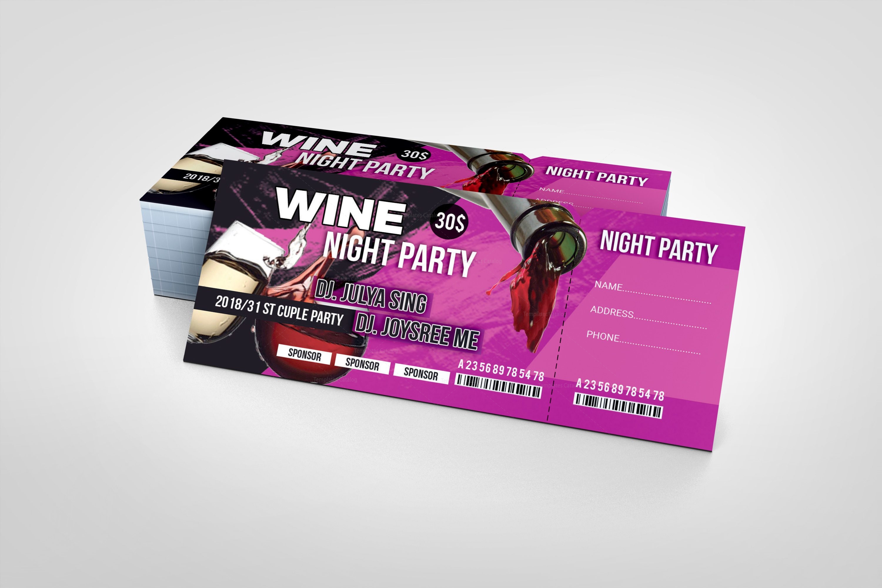 Wine Party Event Ticket Design Template · Graphic Yard | Graphic ...