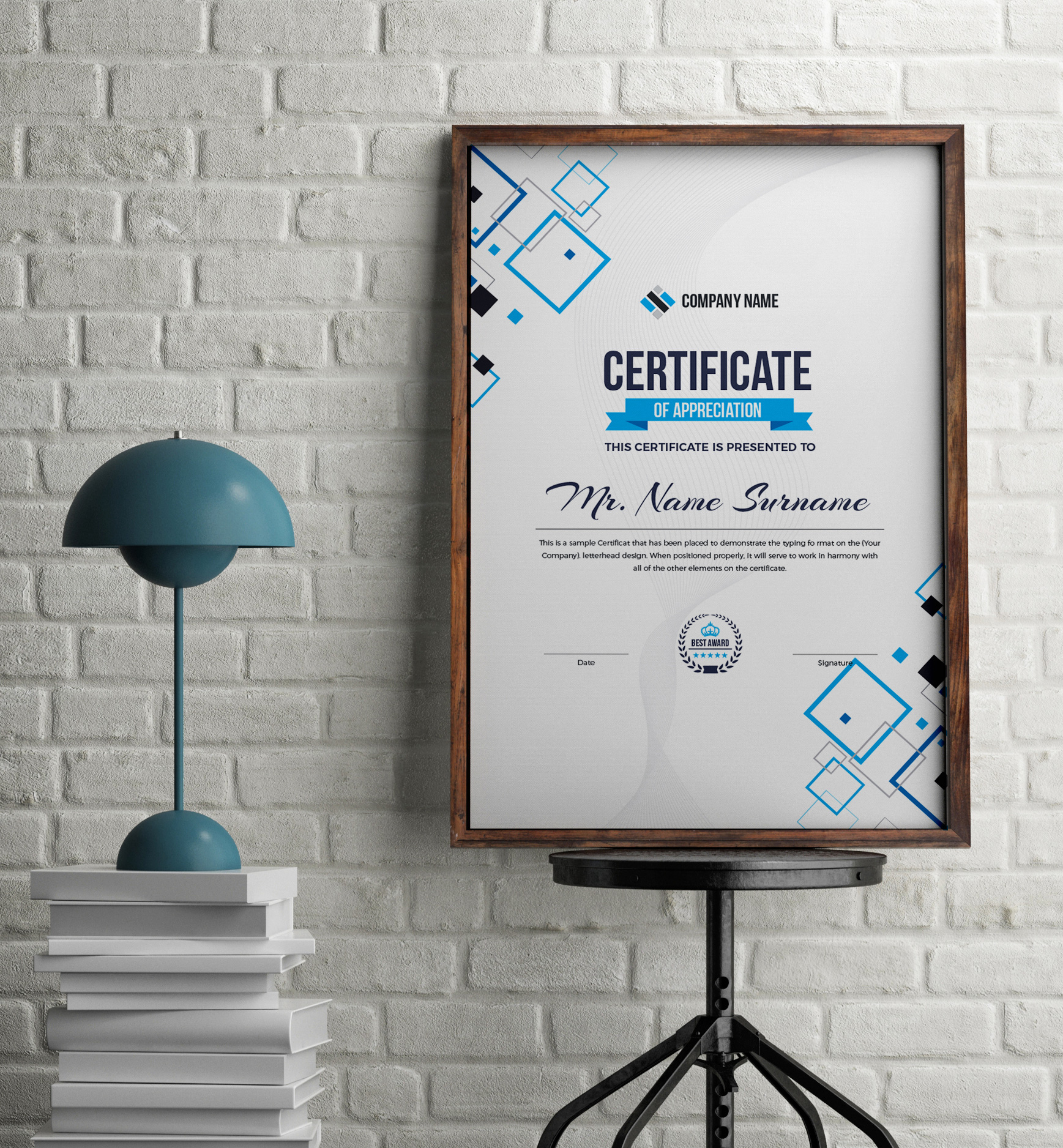 Portrait Certificate Template with Modern Design · Graphic Yard ...